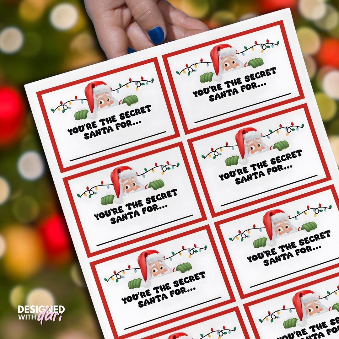 Printable Secret Santa Cards for Drawing Office Party, Secret Santa ...