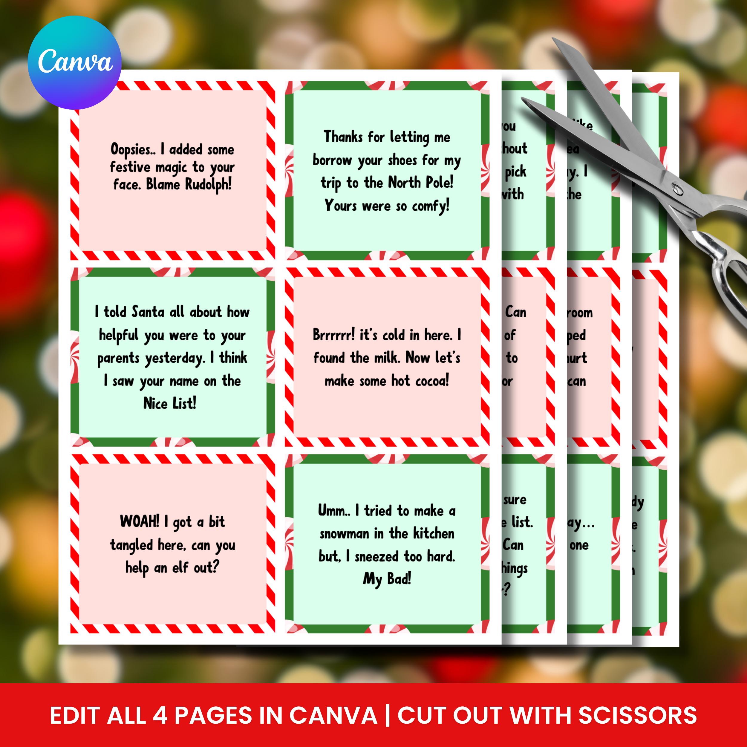 Editable Elf Note Cards Printable | Personalized Message From Elf ...