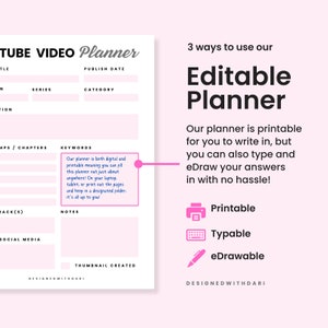 Youtube Video Planner: Scripting & Upload Worksheets (digital Download ...