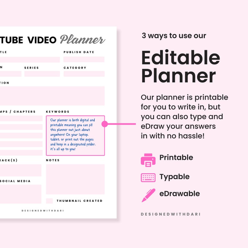 Youtube Video Planner: Scripting & Upload Worksheets (digital Download ...