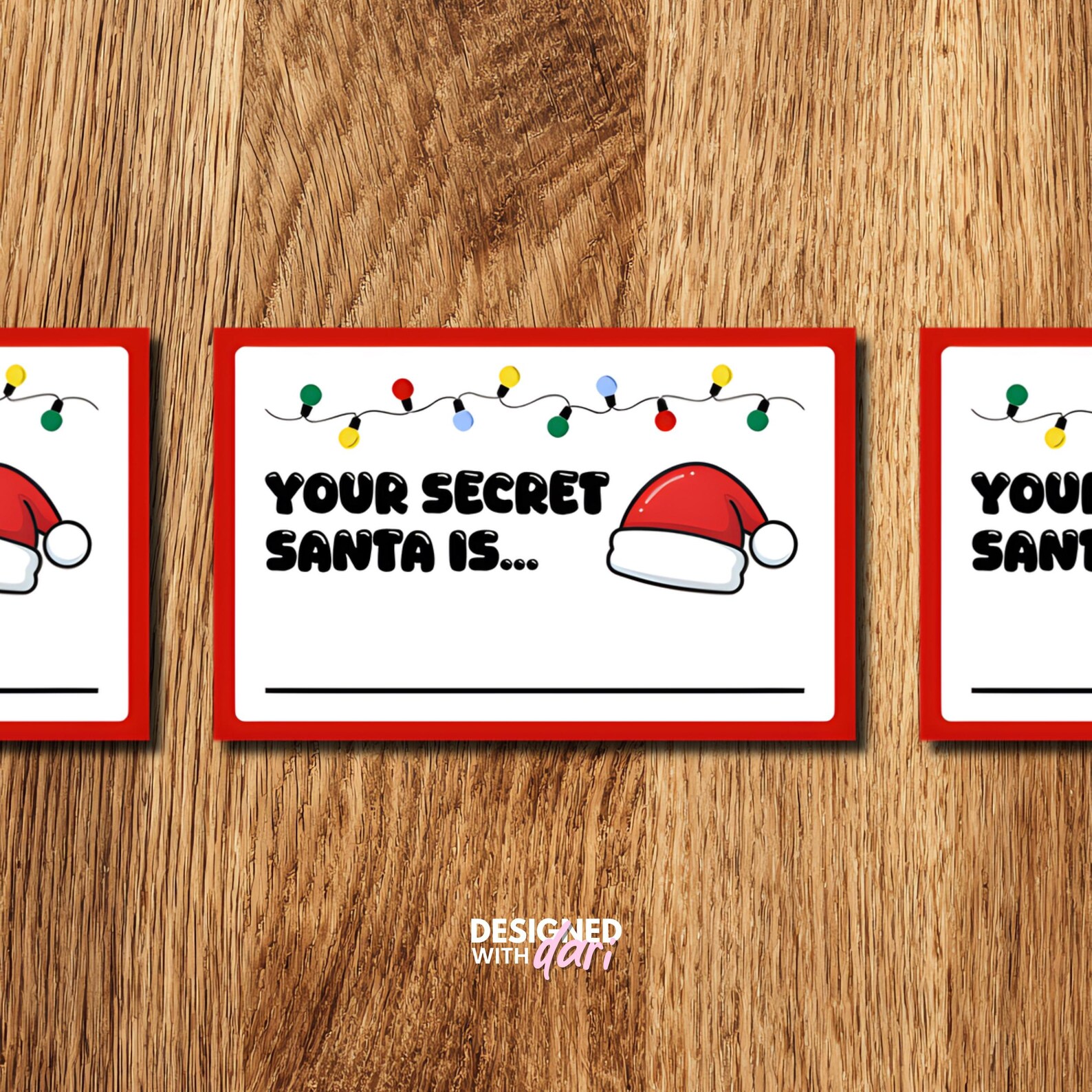 Printable Secret Santa Cards for Drawing Office Party, Secret Santa ...