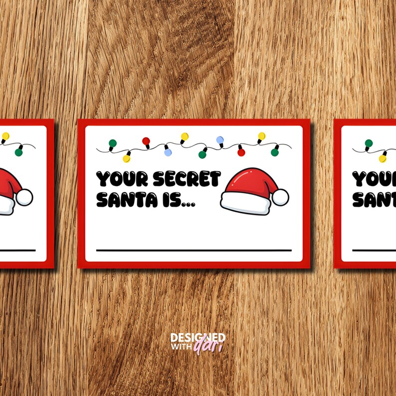 Printable Secret Santa Cards for Drawing Office Party, Secret Santa ...