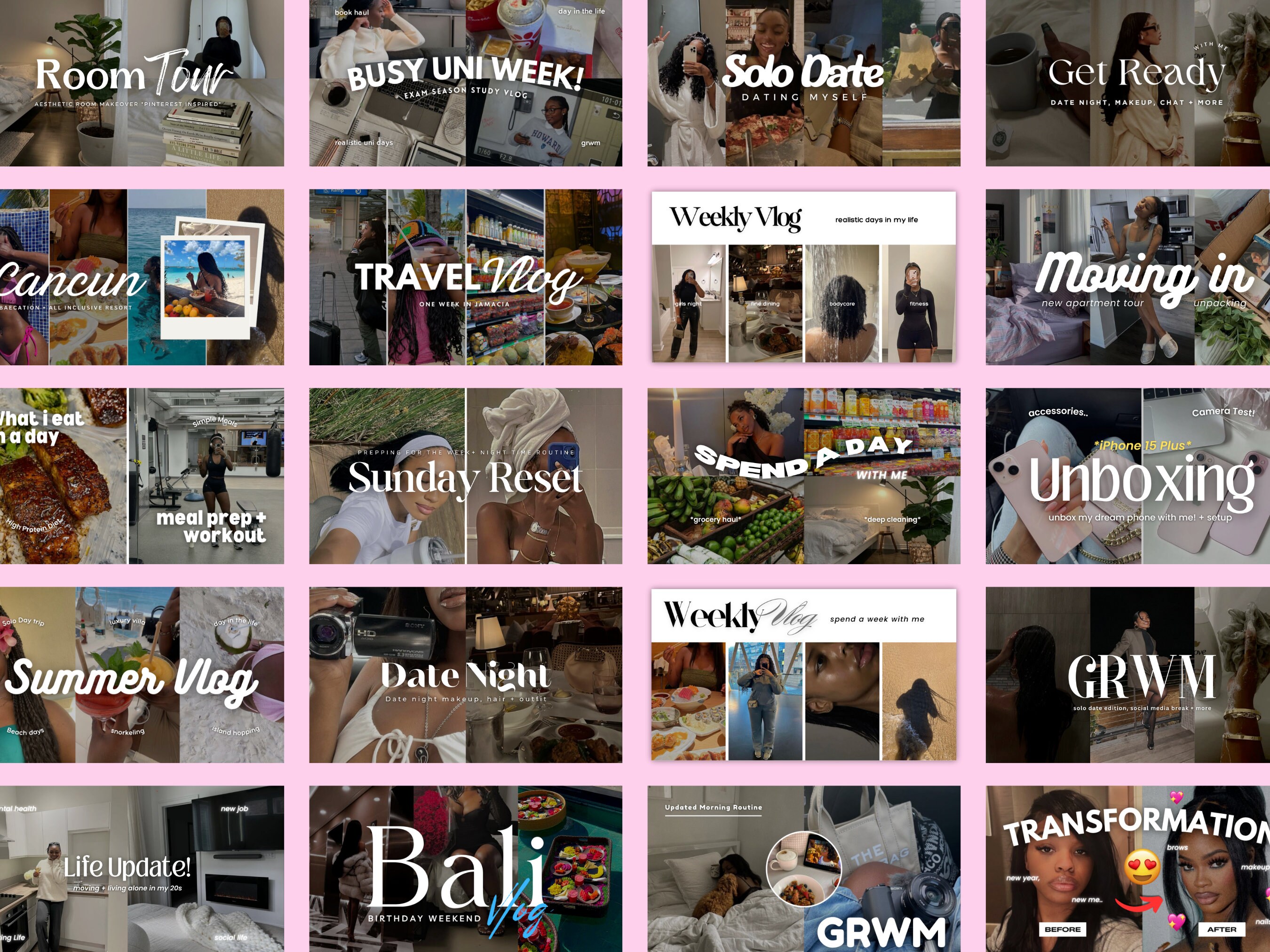 20 Youtube Thumbnails for Vloggers | Lifestyle, Fashion, Beauty Kit ...