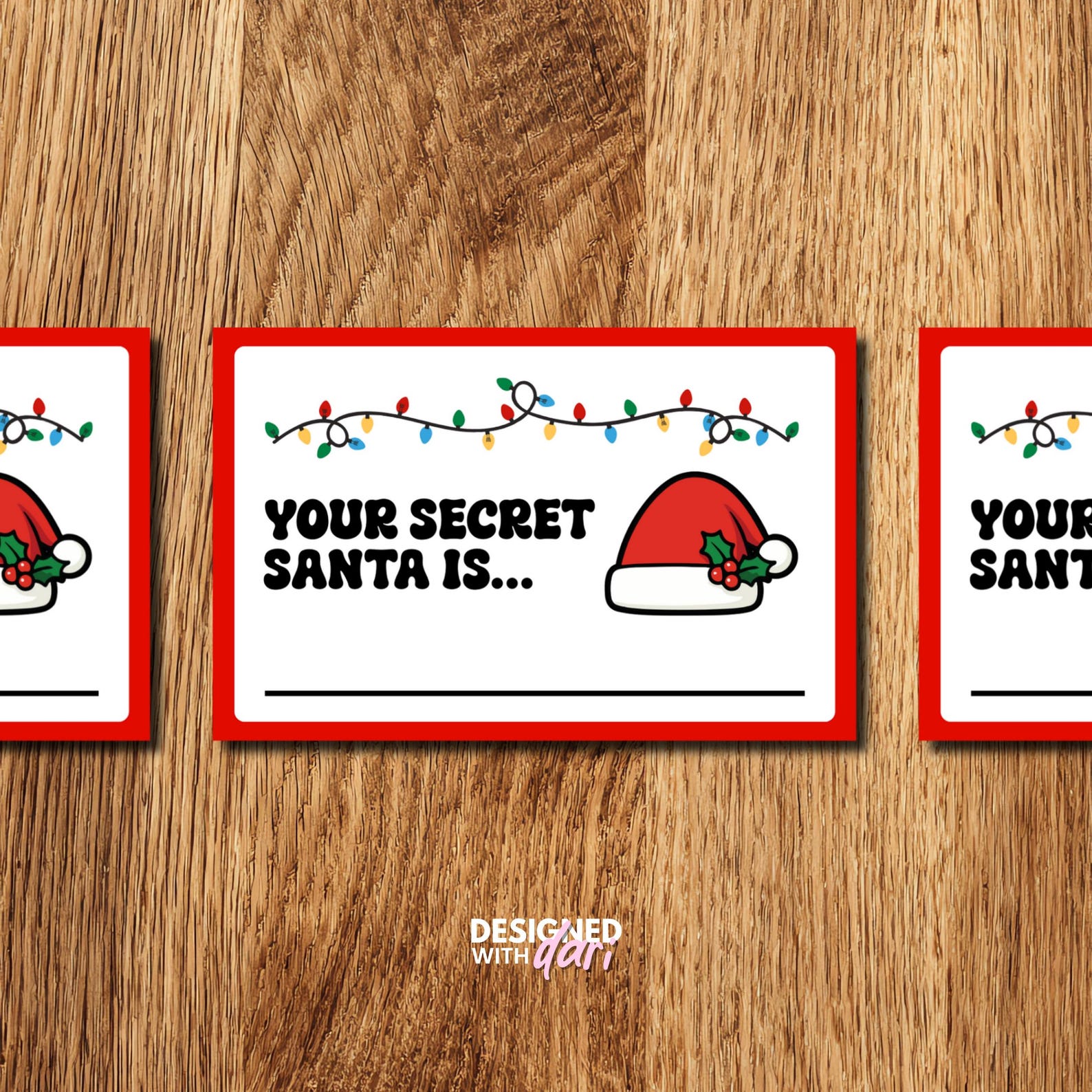 Printable Secret Santa Cards for Name Drawing, You Are the Secret Santa ...
