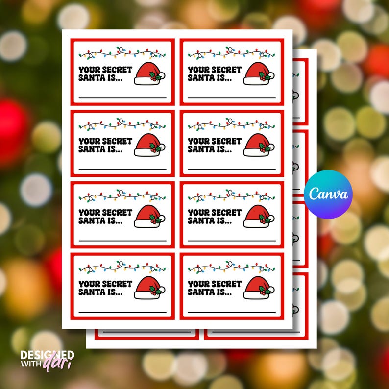 Printable Secret Santa Cards for Name Drawing, You Are the Secret Santa ...