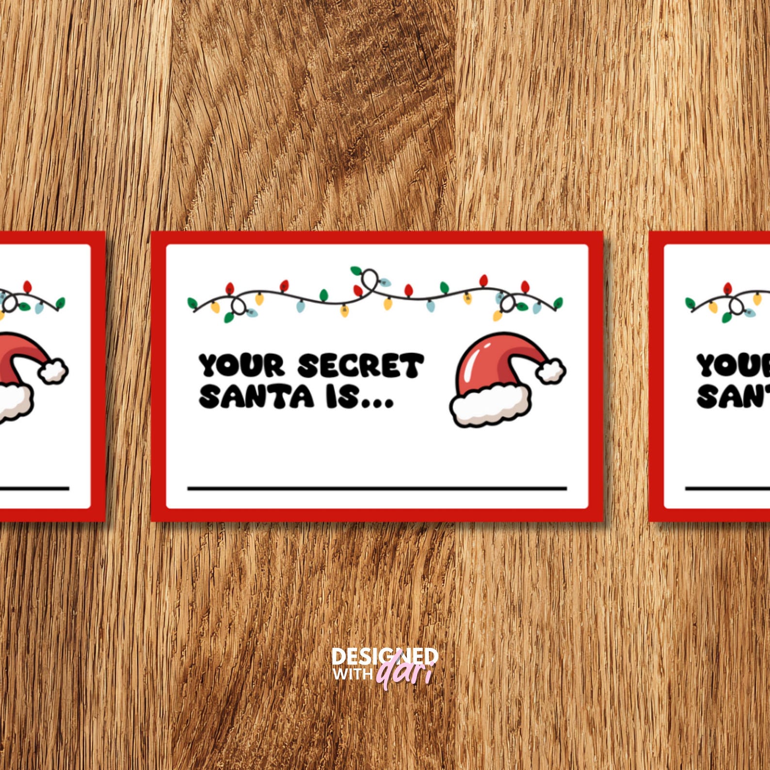 Printable Secret Santa Cards for Drawing Office Party, Secret Santa ...