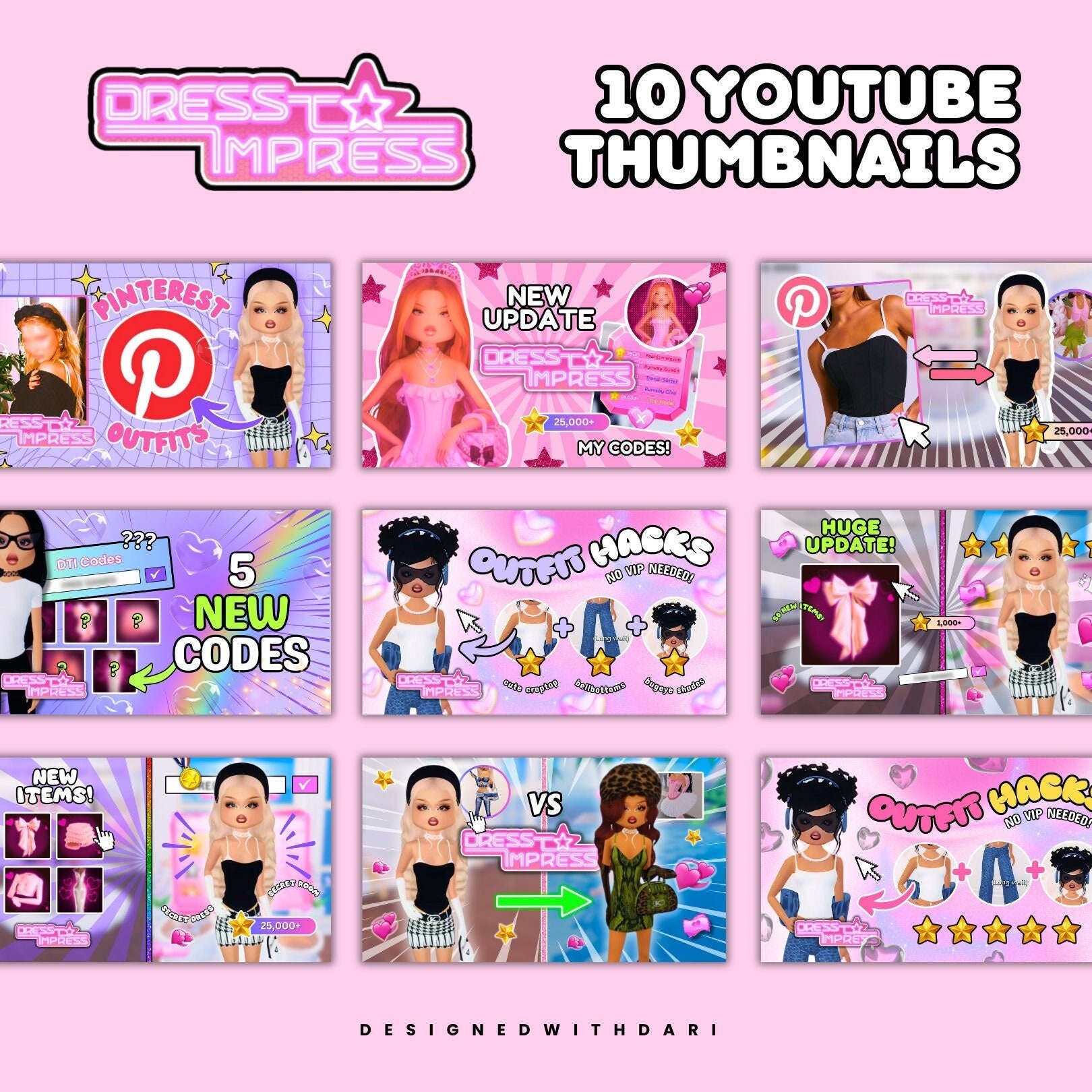 10 Youtube Thumbnail Templates for Dress to Impress, Roblox Youtube ...