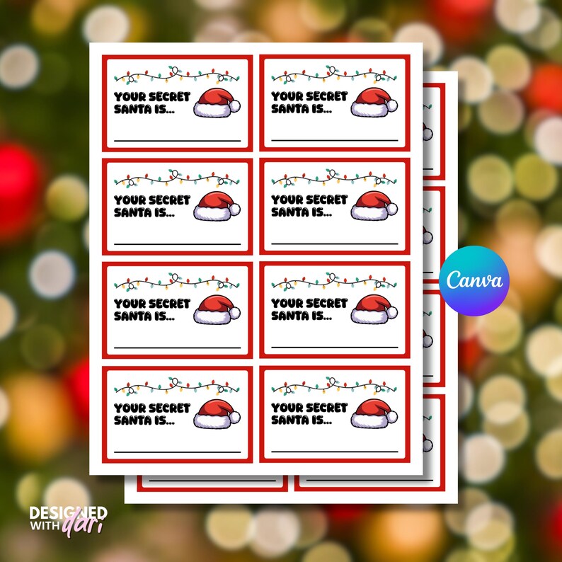 Printable Secret Santa Cards for Office Party Game, Secret Santa ...