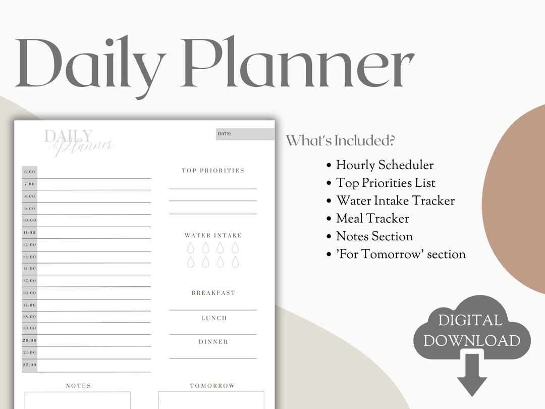 Printable Daily Planner Daily Planner Simple Daily Planner - Etsy