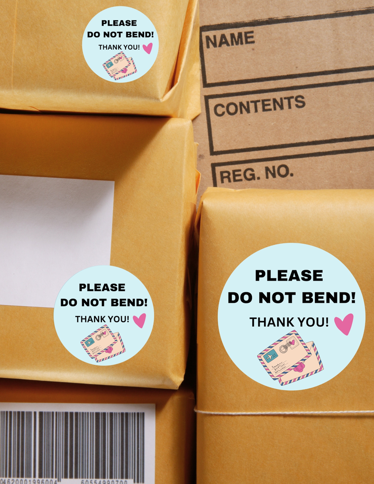 Please Do Not Bend Sticker, Circle Sticker, Shipping Sticker, Packaging ...