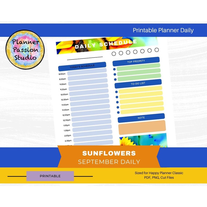 Sunflowers September Daily Page - Etsy