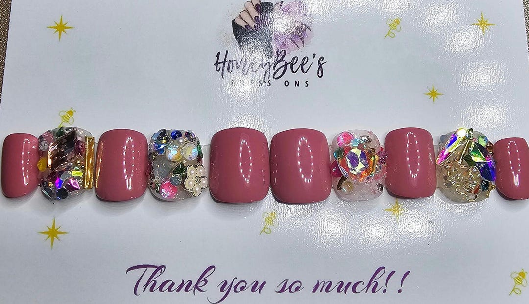 Crazy Bling Mauve Set 10 Press on Nails! (made to Order) - Etsy