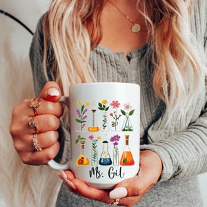 Personalized Science Ceramic Mug, Floral Beaker Coffee Cup, Chemistry ...