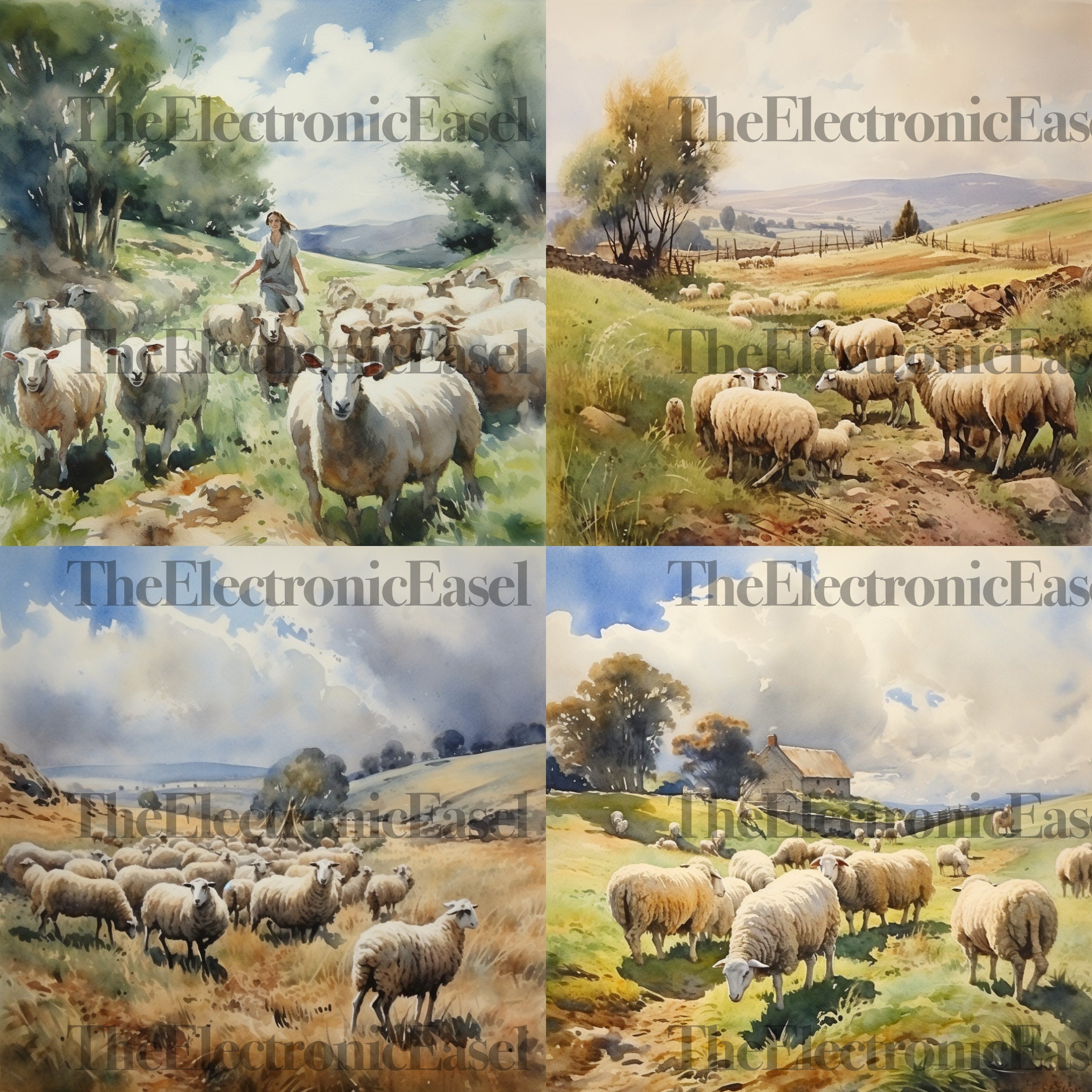 Watercolor Farm Yard Animals, 75 Images, 8k, High-resolution, PNG ...