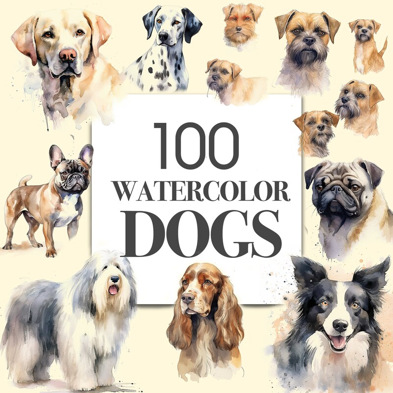 Watercolor of Dogs - Etsy