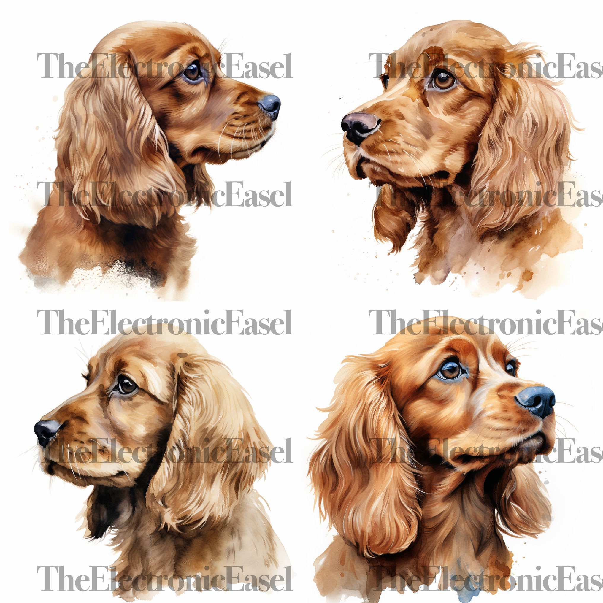Watercolor Cocker Spaniels 32 Images 8k High-resolution - Etsy