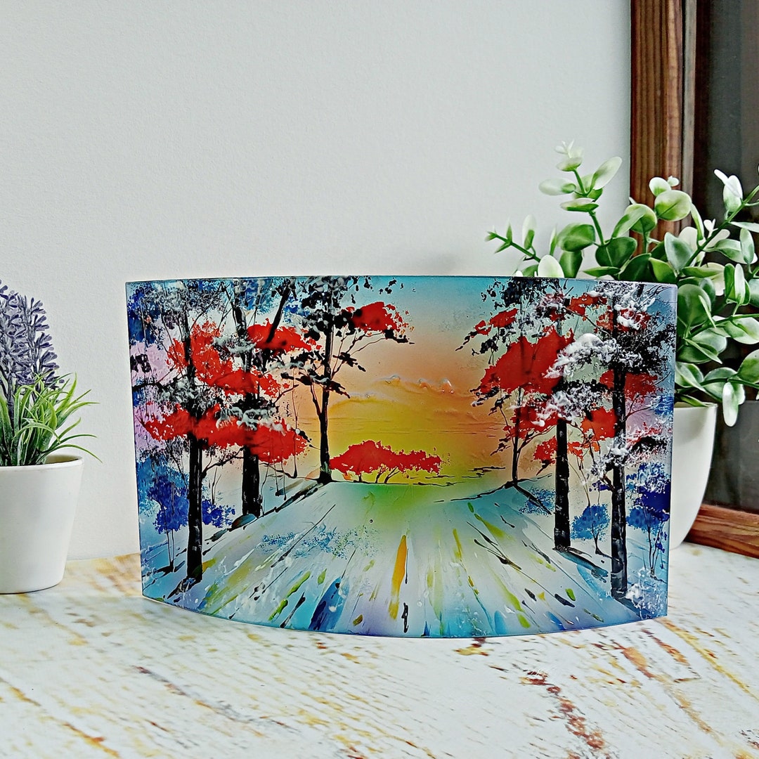 Glass Painting Nature Glass Screen Glass Panel Curved Glass - Etsy