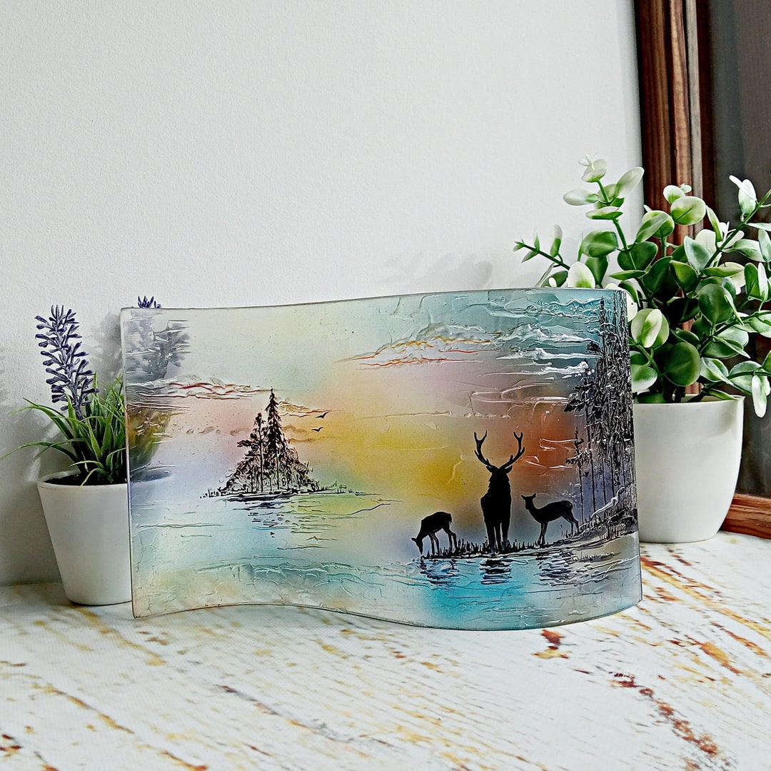 Glass Painting Nature Glass Screen Glass Panel Glass Wave Art - Etsy
