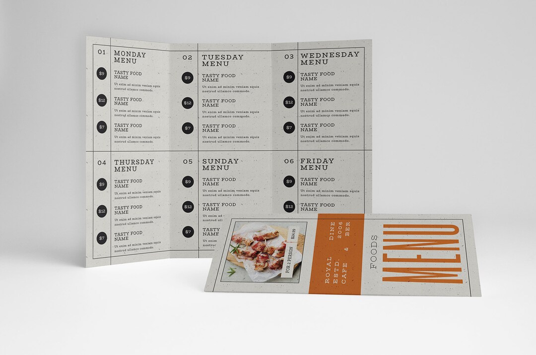 Trifold Food Menu Restaurant Menu Fully Editable Menu Template, Cafe ...