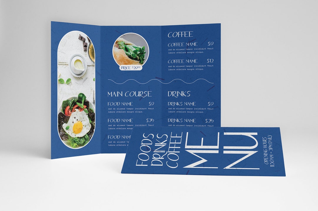 Trifold Food Menu Restaurant Menu Fully Editable Menu Template, Cafe ...