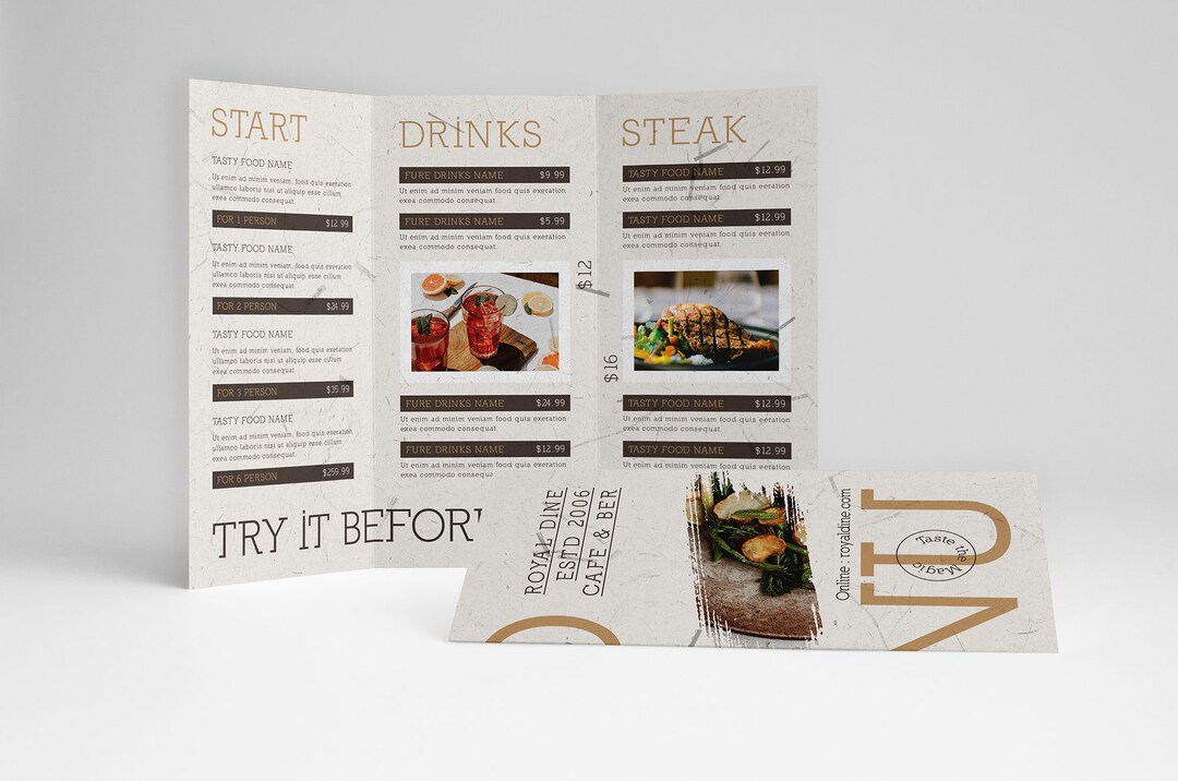 Trifold Food Menu Restaurant Menu Fully Editable Menu Template, Cafe ...