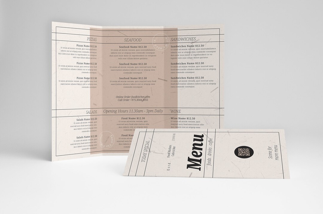 Trifold Food Menu Restaurant Menu Fully Editable Menu Template, Cafe ...
