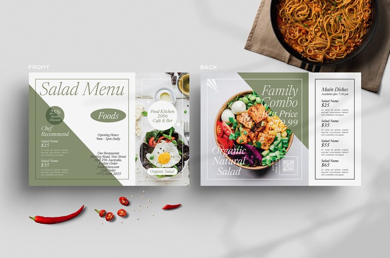 Trifold Food Menu Restaurant Menu Fully Editable Menu Template, Cafe ...