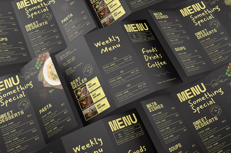 Trifold Food Menu Restaurant Menu Fully Editable Menu Template, Cafe ...