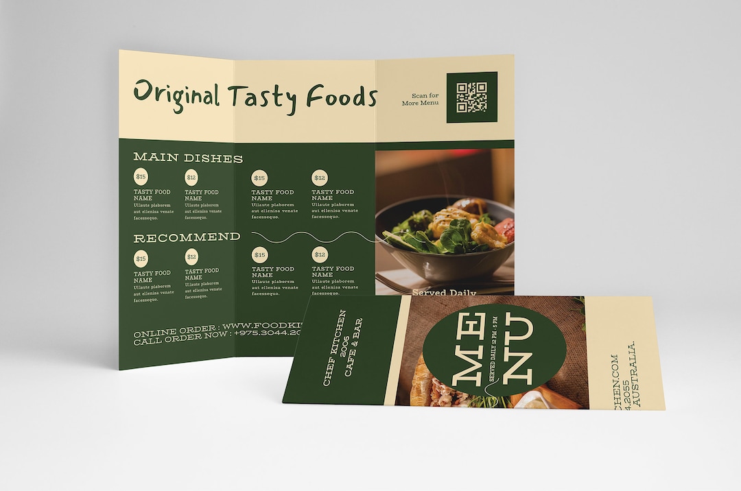 Trifold Food Menu Restaurant Menu Fully Editable Menu Template, Cafe ...