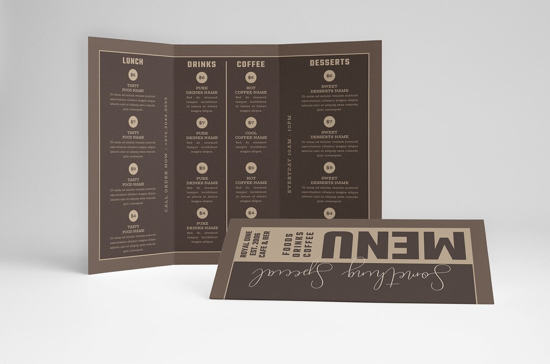 Trifold Food Menu Restaurant Menu Fully Editable Menu Template, Cafe ...