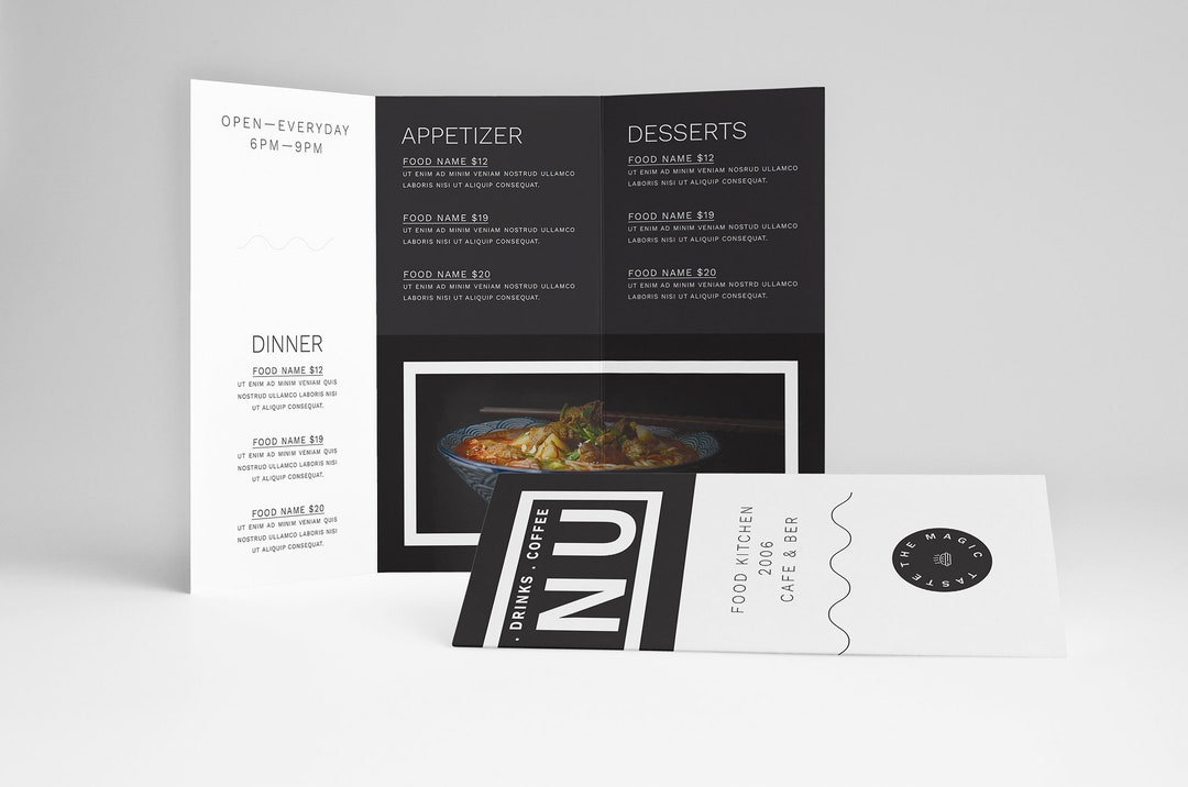 Trifold Food Menu Restaurant Menu Fully Editable Menu Template, Cafe ...