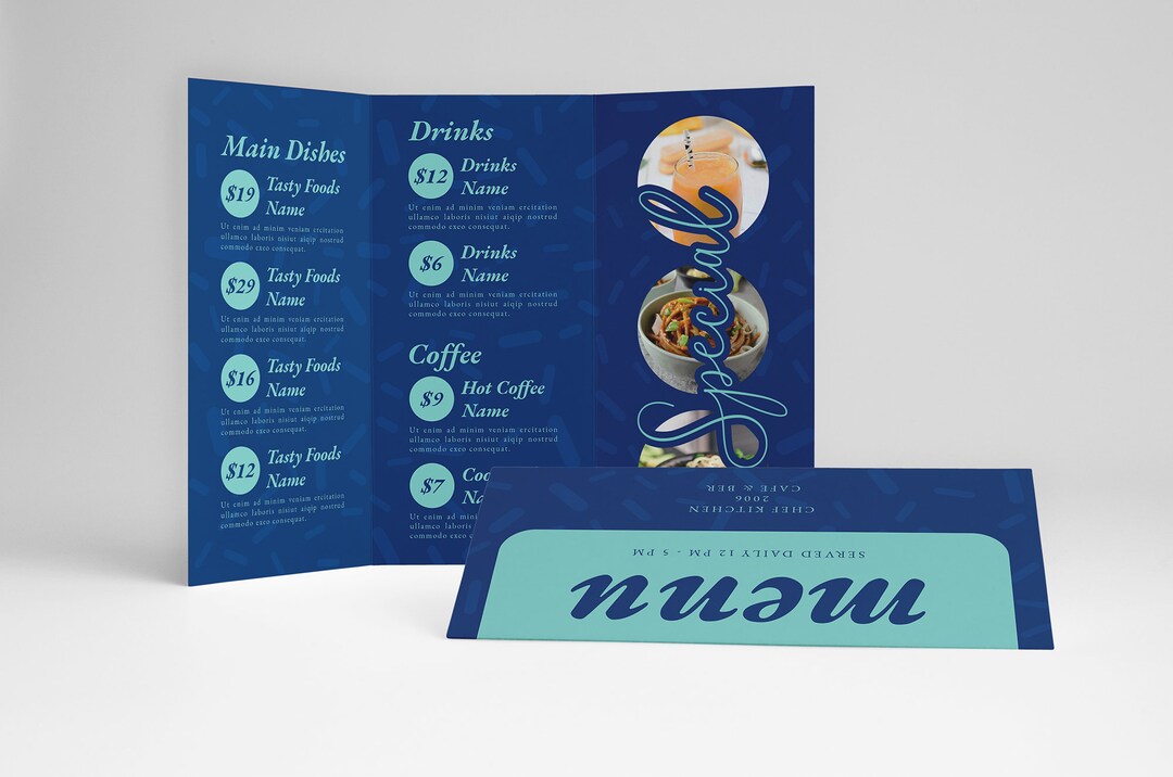 Trifold Food Menu Restaurant Menu Fully Editable Menu Template, Cafe ...