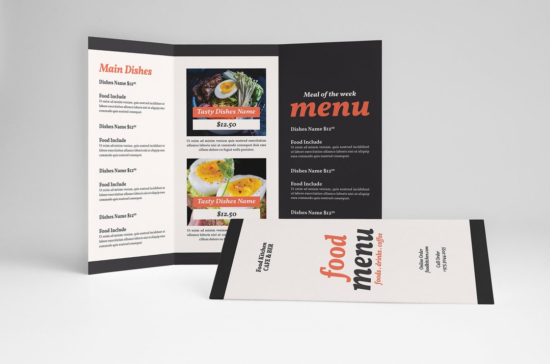 Trifold Food Menu Restaurant Menu Fully Editable Menu Template, Cafe ...