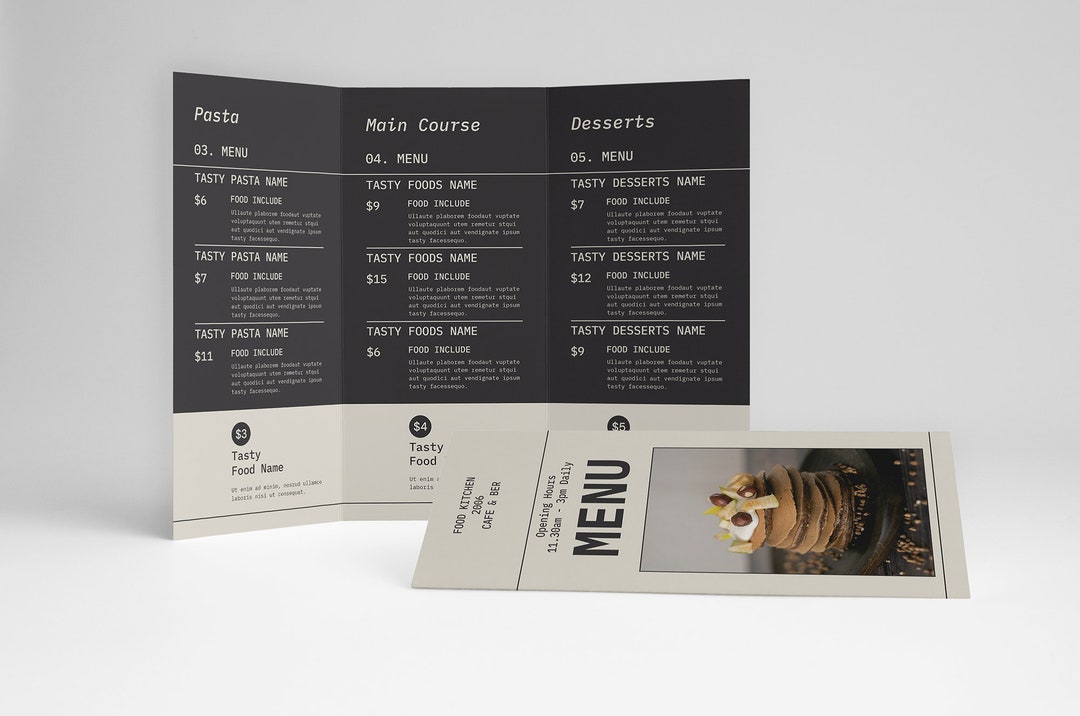 Trifold Food Menu Restaurant Menu Fully Editable Menu Template, Cafe ...