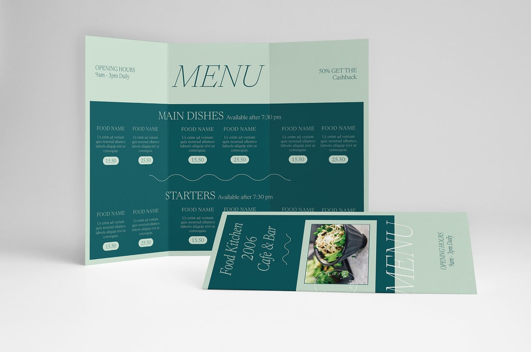 Trifold Food Menu Restaurant Menu Fully Editable Menu Template, Cafe ...