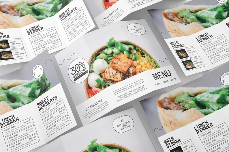 Trifold Food Menu Restaurant Menu Fully Editable Menu Template, Cafe ...