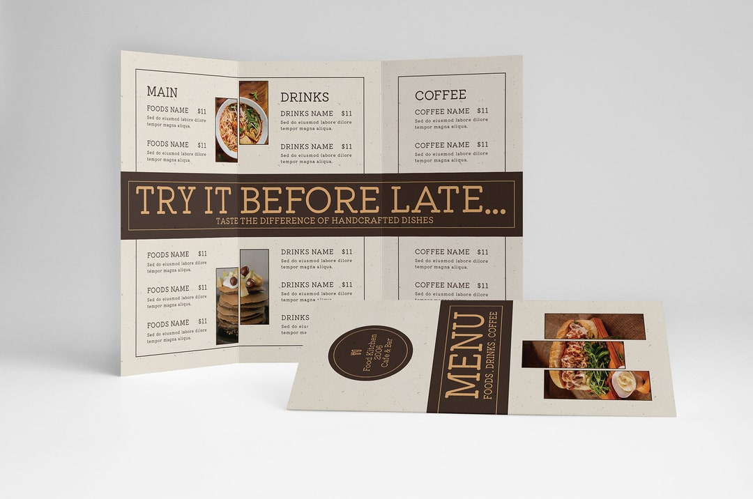 Trifold Food Menu Restaurant Menu Fully Editable Menu Template, Cafe ...