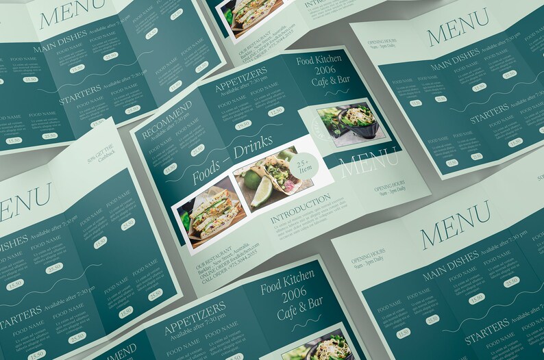 Trifold Food Menu Restaurant Menu Fully Editable Menu Template, Cafe ...