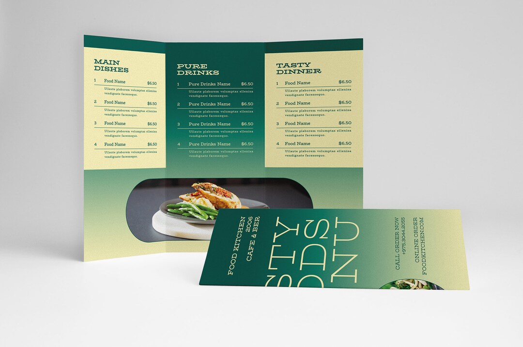 Trifold Food Menu Restaurant Menu Fully Editable Menu Template, Cafe ...
