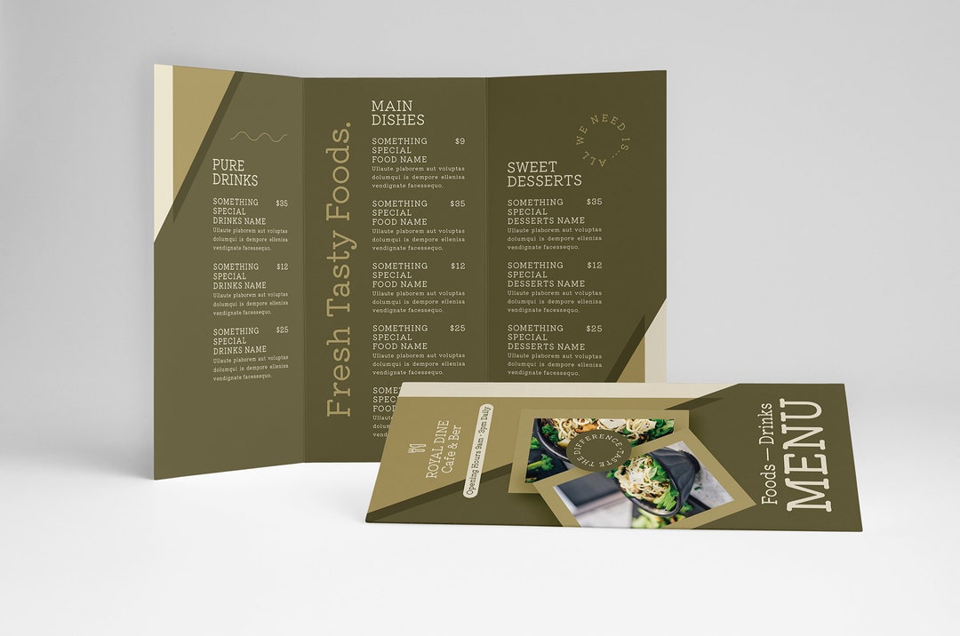 Trifold Food Menu Restaurant Menu Fully Editable Menu Template, Cafe ...