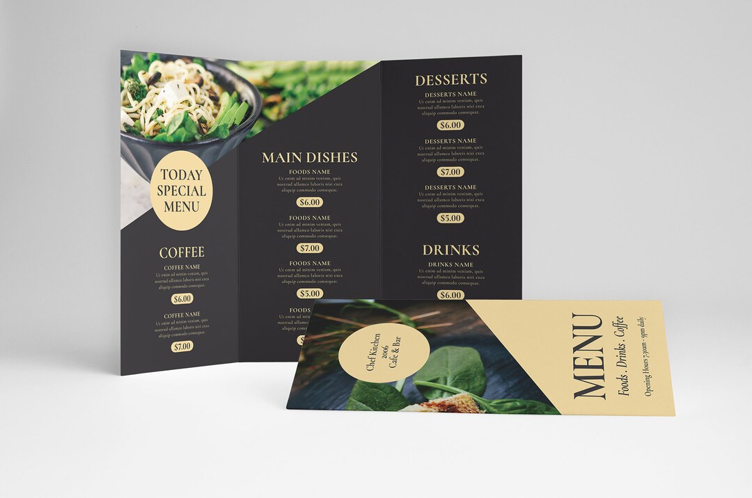 Trifold Food Menu | Restaurant Menu | Fully Editable Menu Template ...