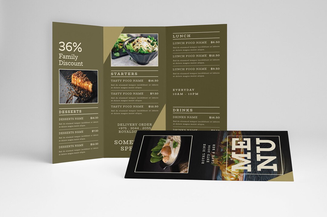Trifold Food Menu Restaurant Menu Fully Editable Menu Template, Cafe ...