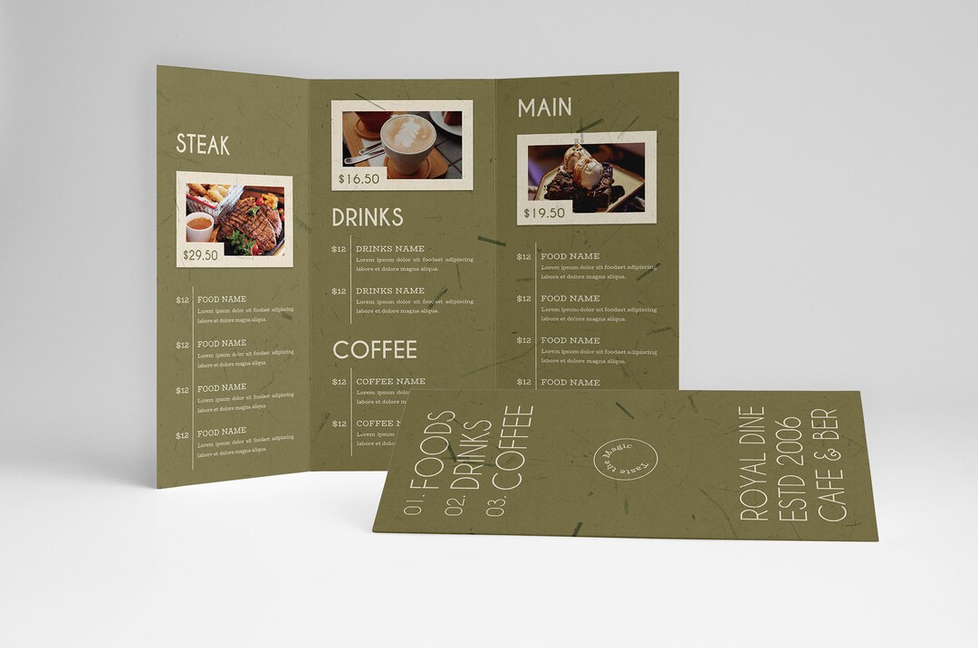 Trifold Food Menu Restaurant Menu Fully Editable Menu Template, Cafe ...