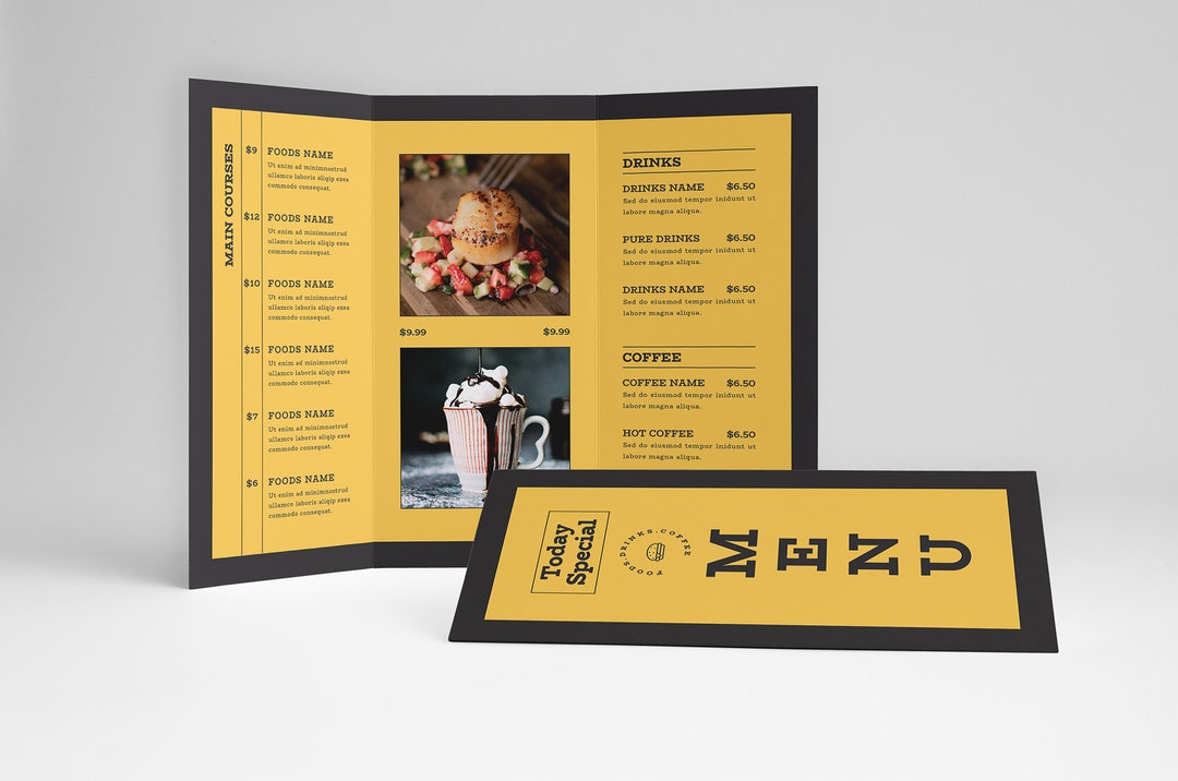Trifold Food Menu Restaurant Menu Fully Editable Menu Template, Cafe ...