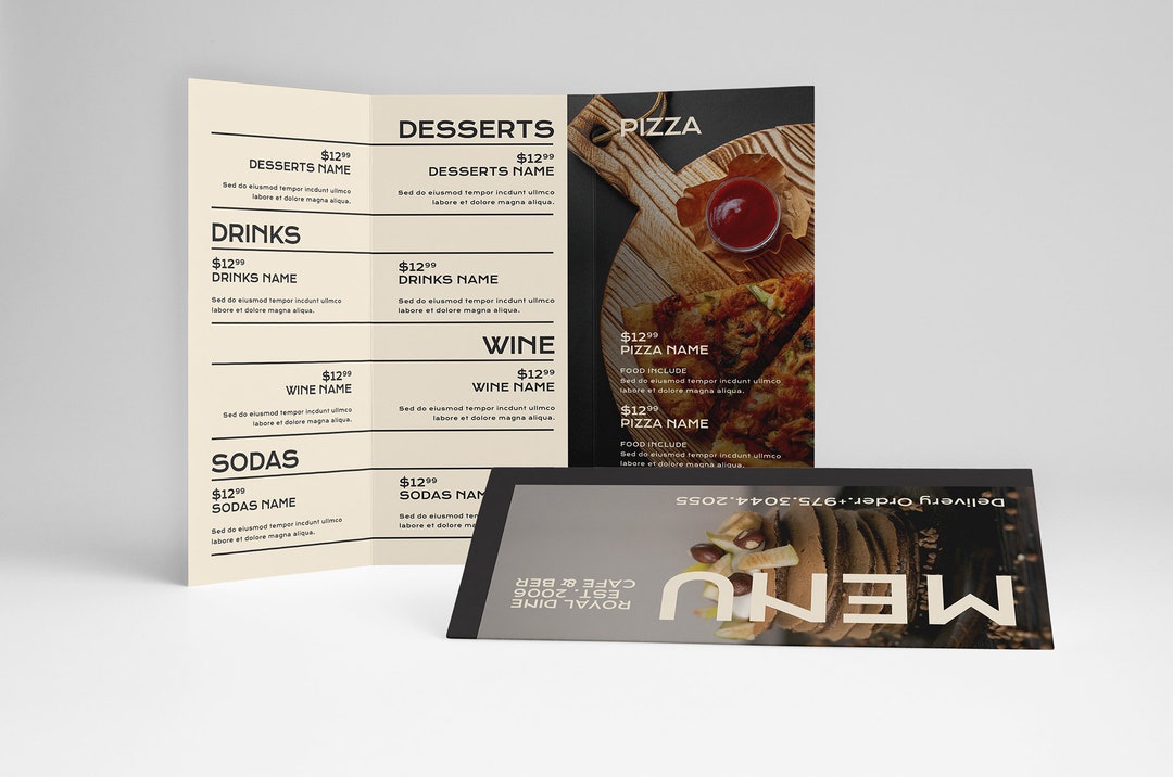 Trifold Food Menu Restaurant Menu Fully Editable Menu Template, Cafe ...
