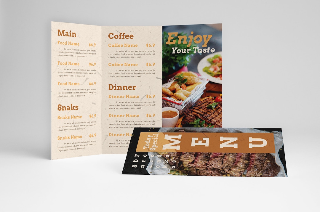 Trifold Food Menu Restaurant Menu Fully Editable Menu Template, Cafe ...
