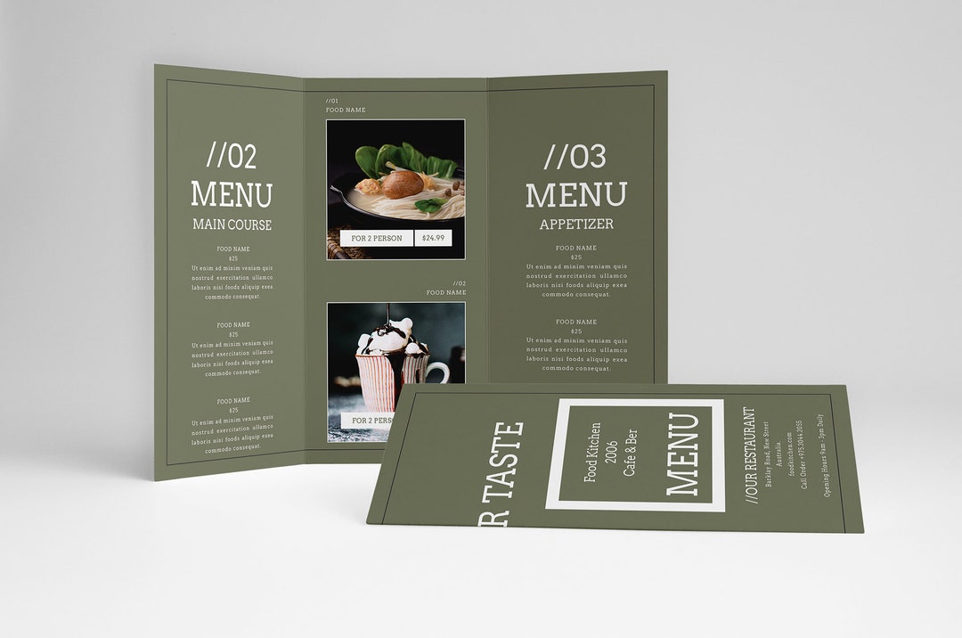 Trifold Food Menu Restaurant Menu Fully Editable Menu Template, Cafe ...