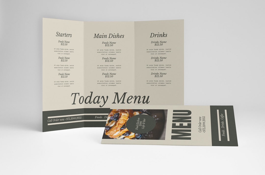 Trifold Food Menu Restaurant Menu Fully Editable Menu Template, Cafe ...