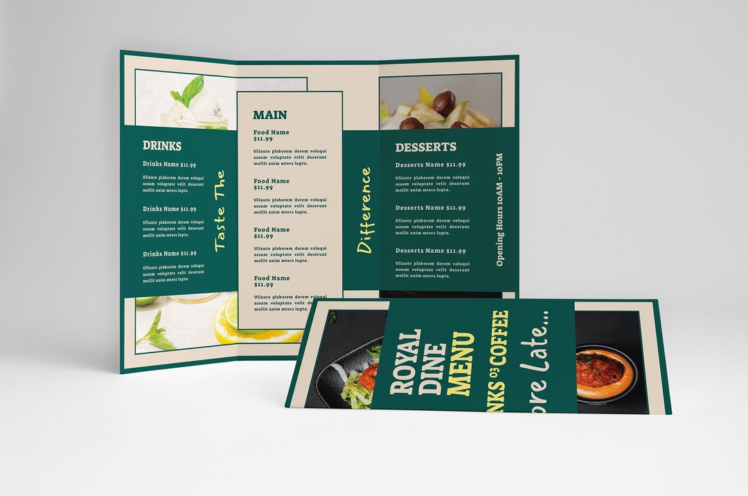 Trifold Food Menu Restaurant Menu Fully Editable Menu Template, Cafe ...