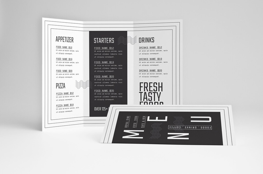 Trifold Food Menu Restaurant Menu Fully Editable Menu Template, Cafe ...